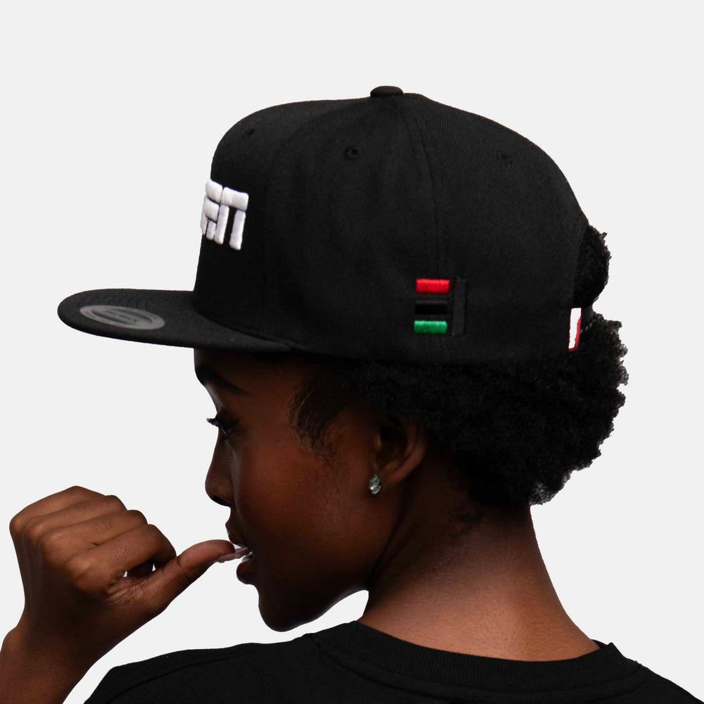 Butan Aluta Block Letters | Snapback | Flat Brim Cap | Black