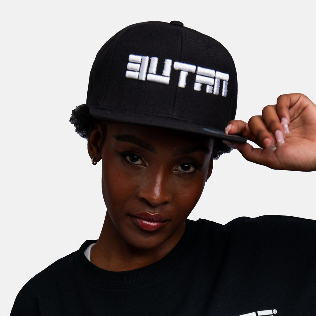 Butan Aluta Block Letters | Snapback | Flat Brim Cap | Black